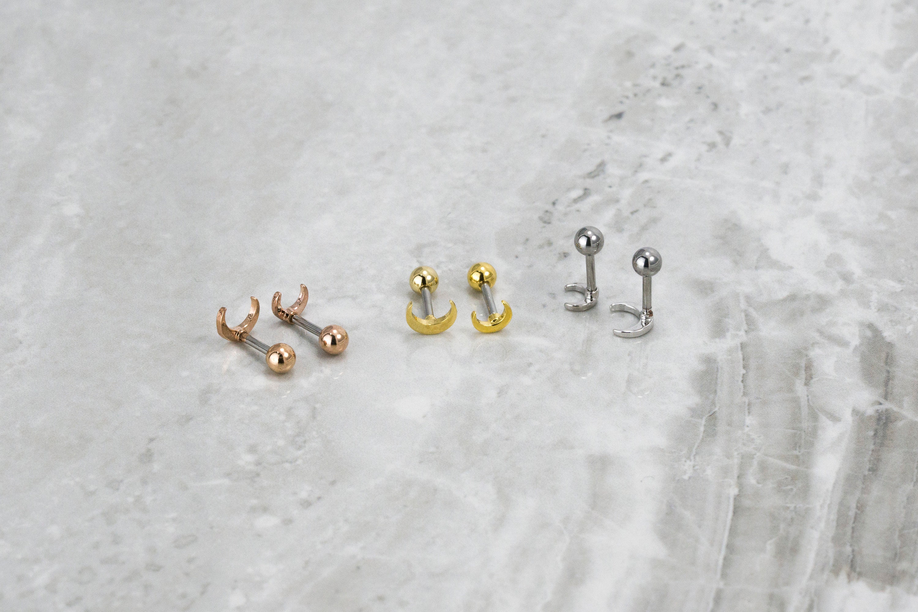 316L Crescent Moon Piercing / Three Color Crescent Moon | Etsy