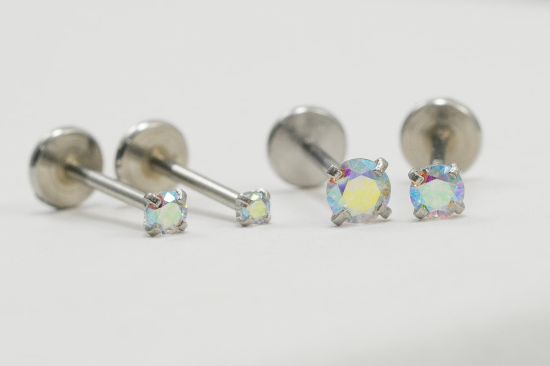 AB Cubic Zirconia Tragus Stud: 316L Steel Cartilage Ear Piercing - Etsy