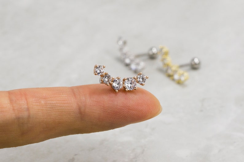 316L Cubic Crescent Piercing / Three Color Crescent Moon | Etsy