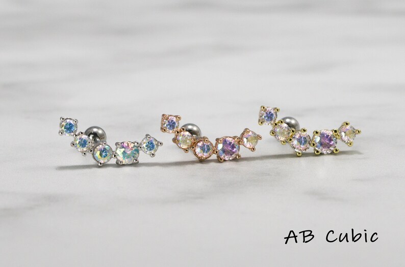 316L Cubic Crescent Piercing / Three Color Crescent Moon | Etsy