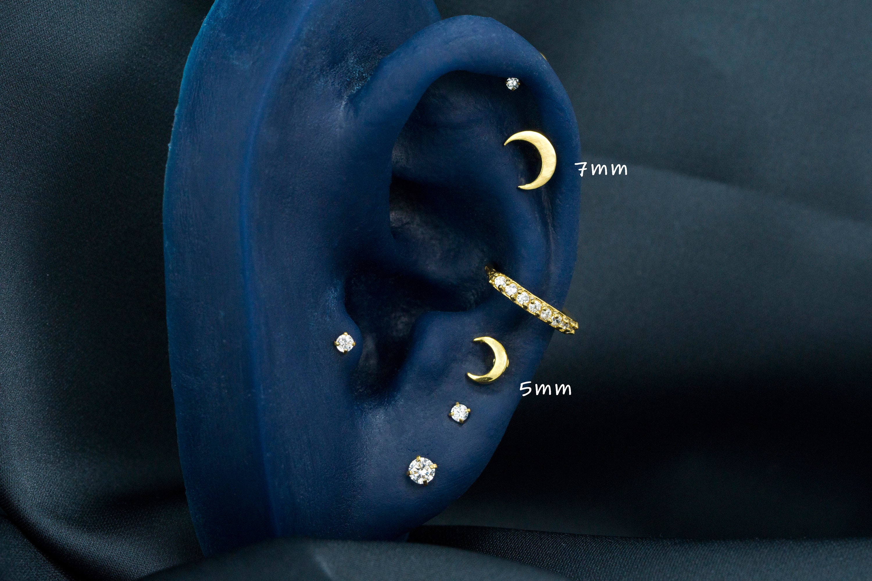 316L Crescent Moon Piercing / Three Color Crescent Moon | Etsy