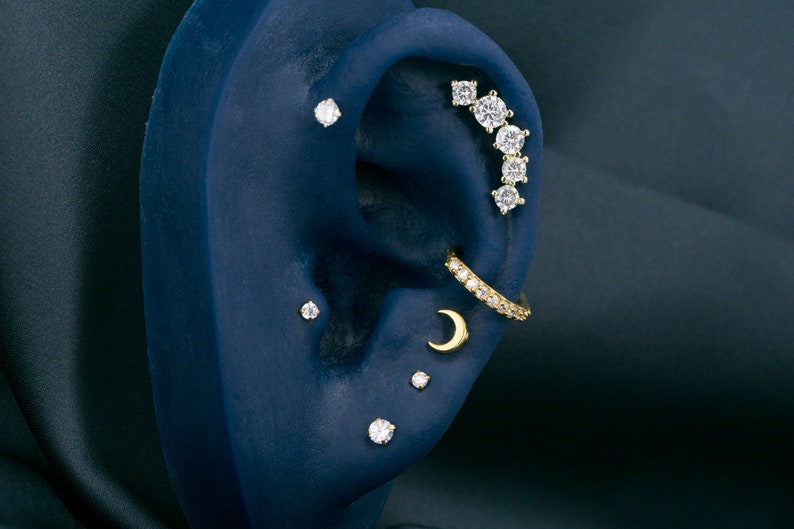 316L Cubic Crescent Piercing / Three Color Crescent Moon | Etsy