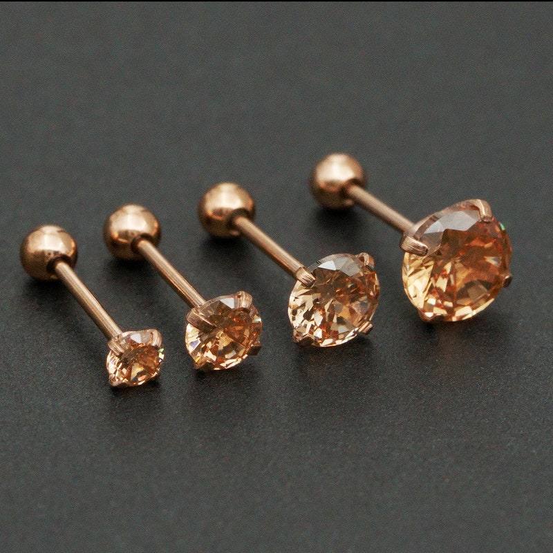 Rose Gold Champagne Studs - Etsy