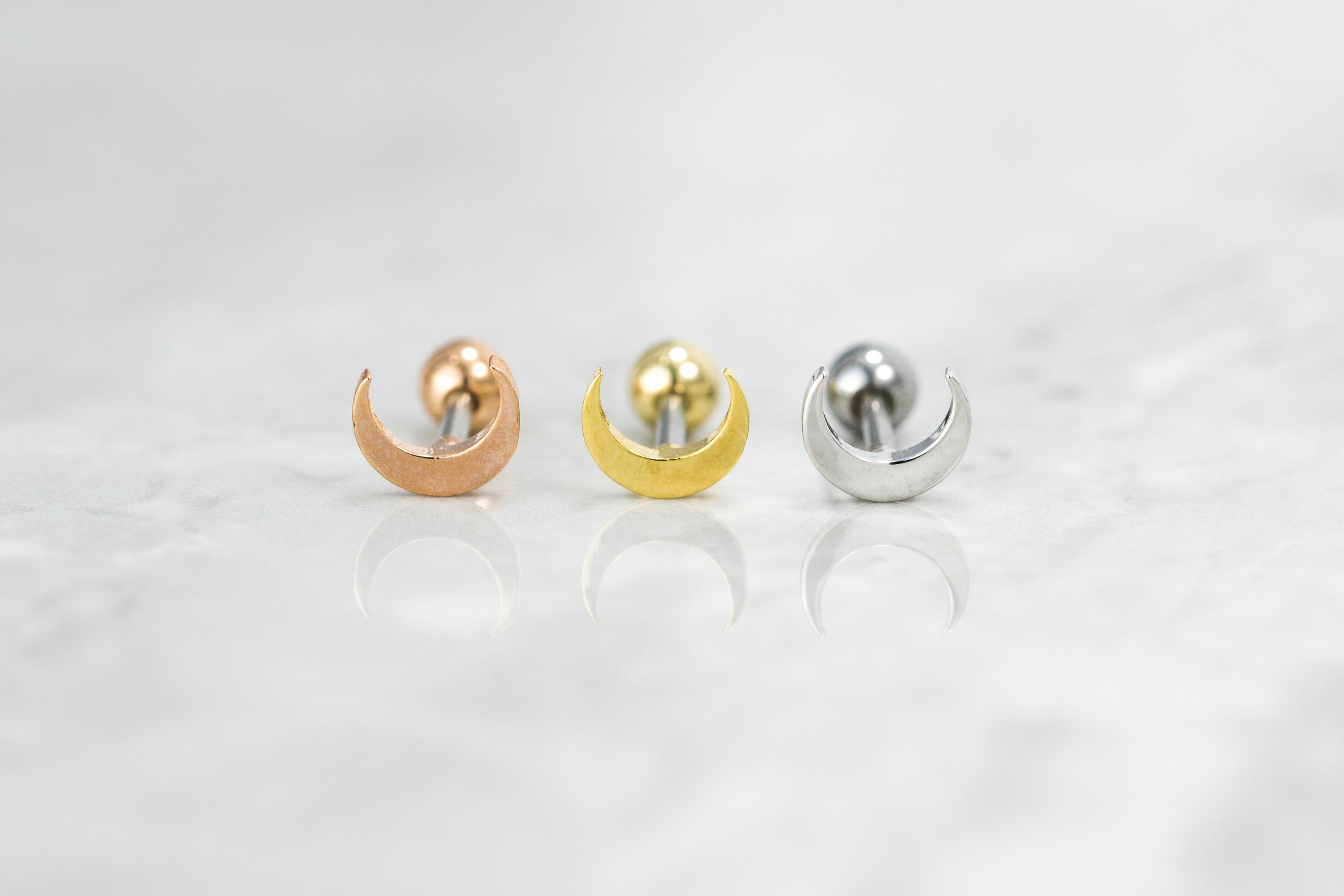 316L Crescent Moon Piercing / Three Color Crescent Moon | Etsy