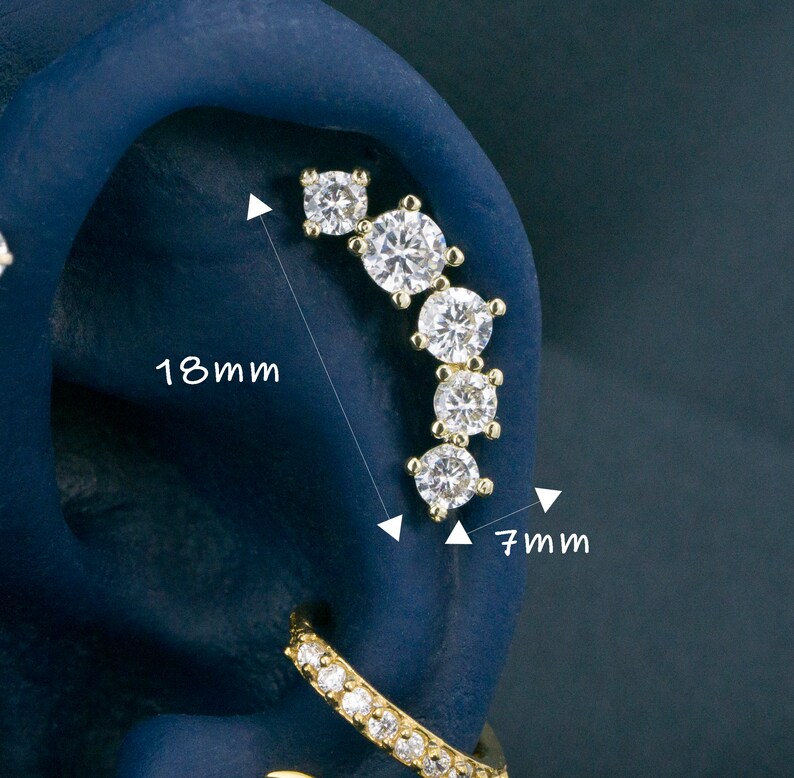 316L Cubic Crescent Piercing / Three Color Crescent Moon | Etsy