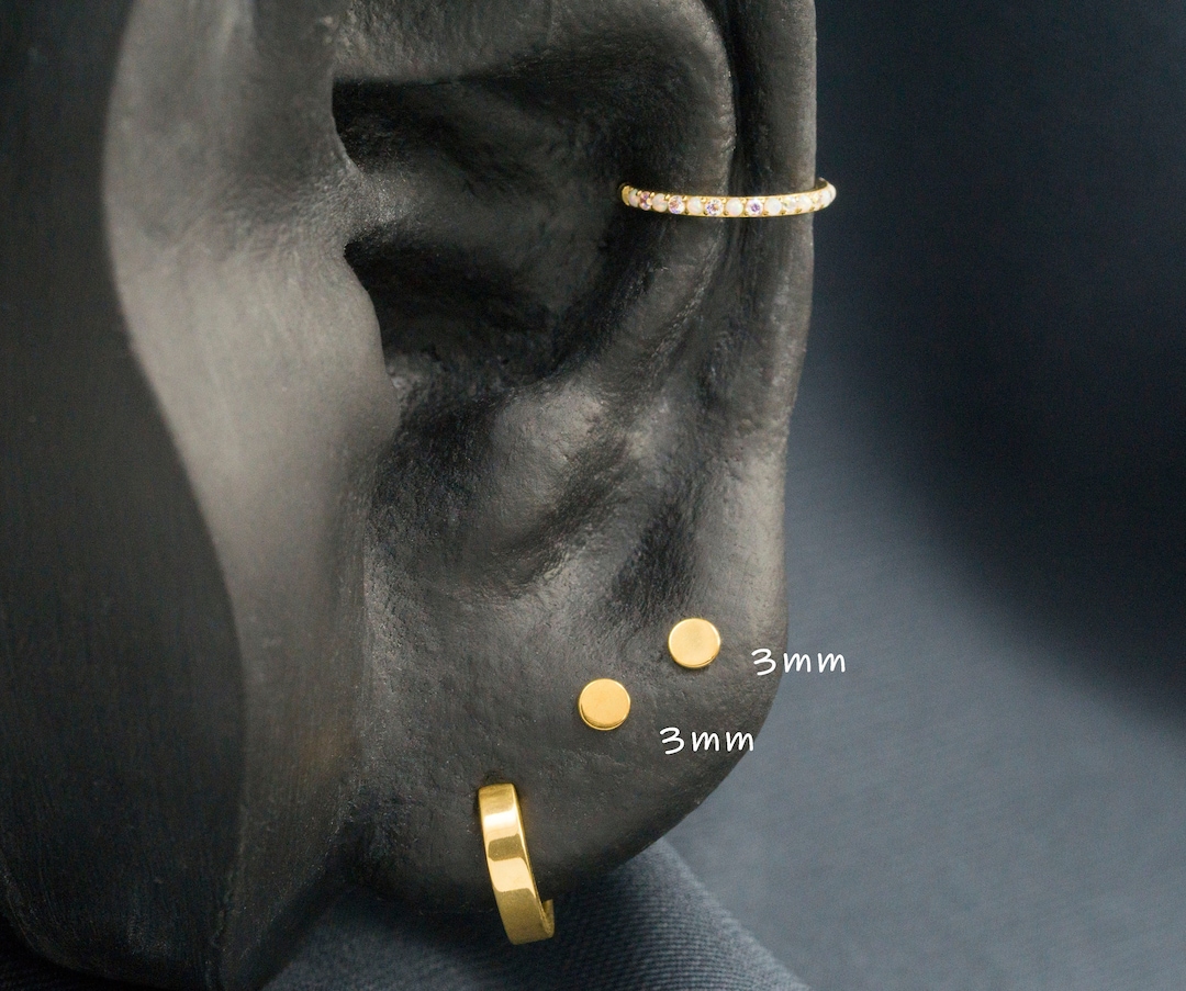 16G 18G 20G IMPLANT GRADE Tiny Circle Stud / Threadless Push Pin Stud ...