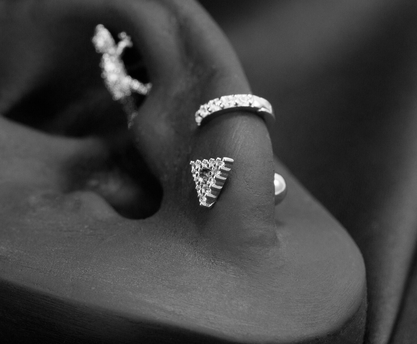 Sparkle Tiny triangle cubic piercing Tragus piercing Tiny | Etsy