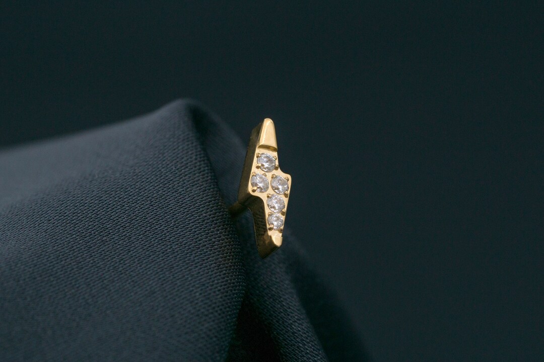 Implant Grade Titanium Lightning Bolt Piercing / Threadless Push Pin Cartilage Tragus Helix ...