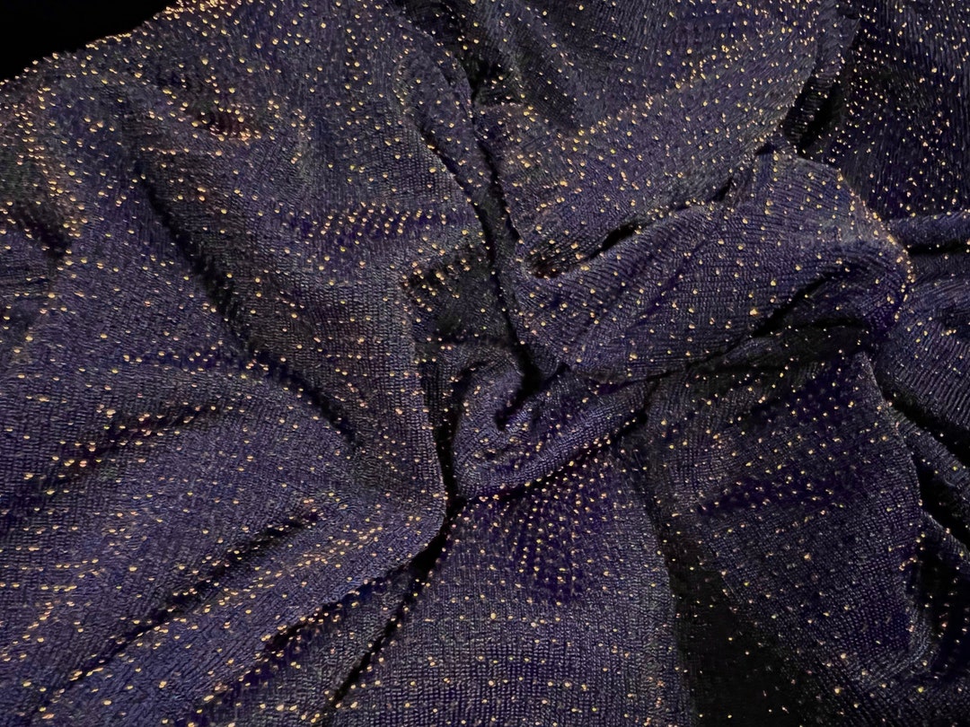 Slinky Spandex Jersey Fabric With Metallic Lurex, per Metre Navy Blue ...
