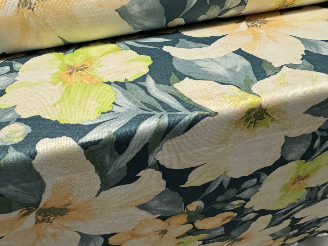 French Terry Loopback Sweatshirt Jersey Fabric, per Metre - Lily Flower ...