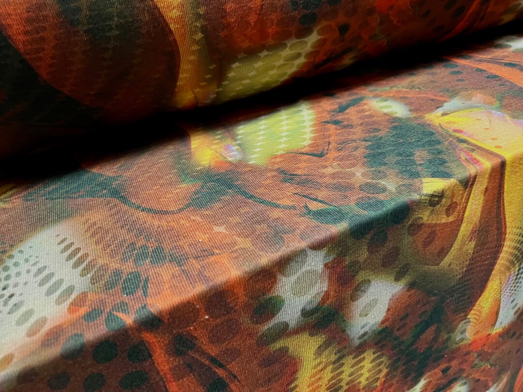 Interlock Jersey Dress Fabric, per Metre - Circles Swirl Print ...