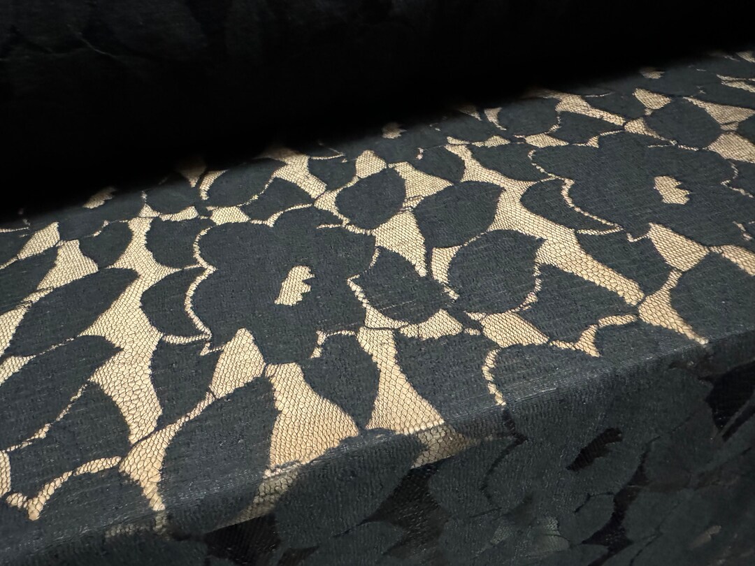 Cotton Burnout Mesh Lace Fabric, per Metre - Floral - Black - Etsy