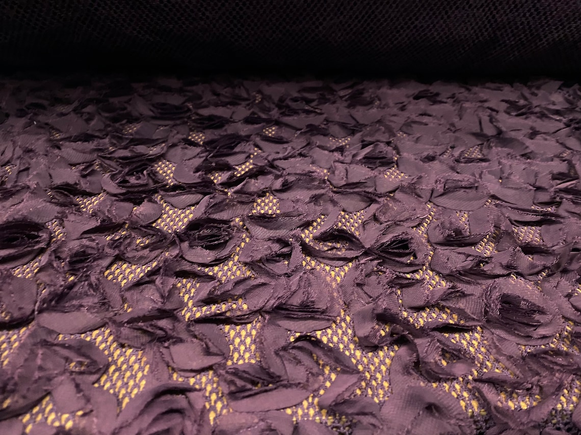 Fishnet Mesh Fabric With Ribbon Lace Floral Appliqué, per Metre ...