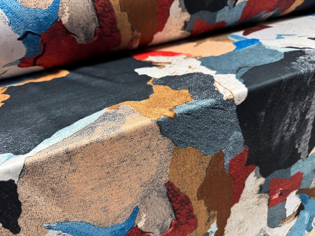 Stretch Spandex Interlock Jersey Fabric, per Metre - Abstract Patchwork ...