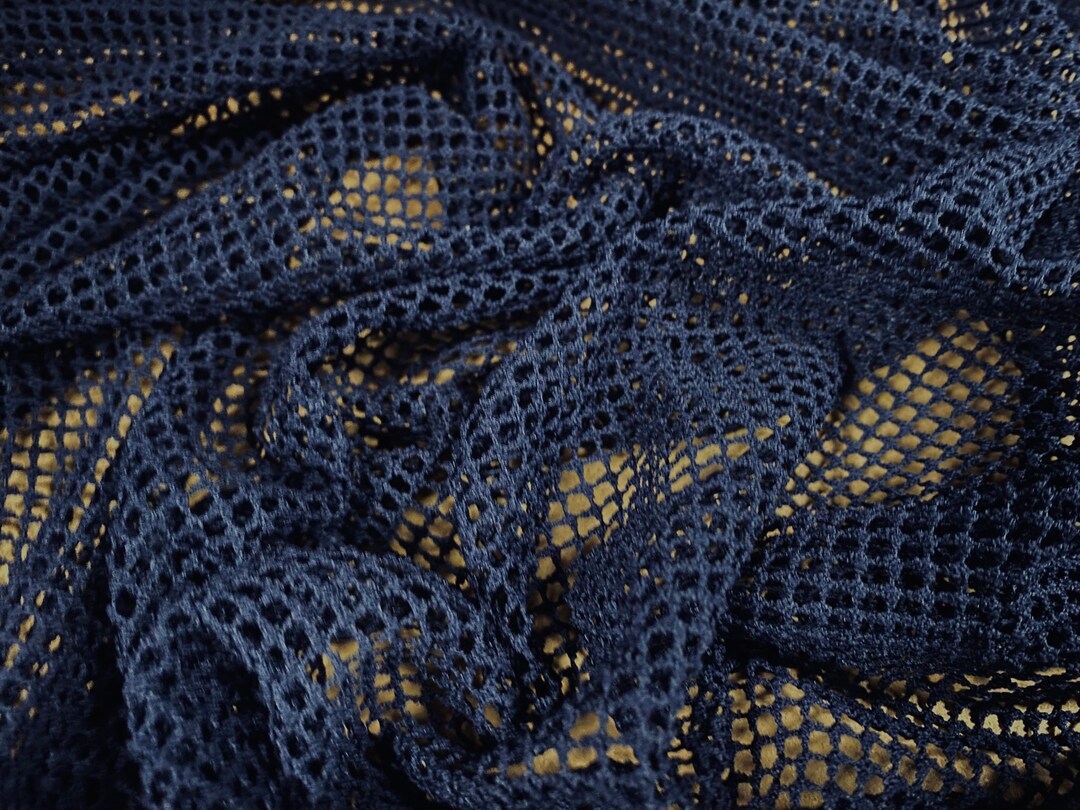 Fishnet Mesh Net Jersey Fabric, per Metre - Plain - Navy Blue - Etsy