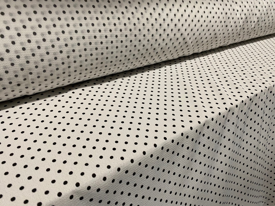 Spotty Print Bubble Crepe Woven Dress Fabric, per Metre White With ...