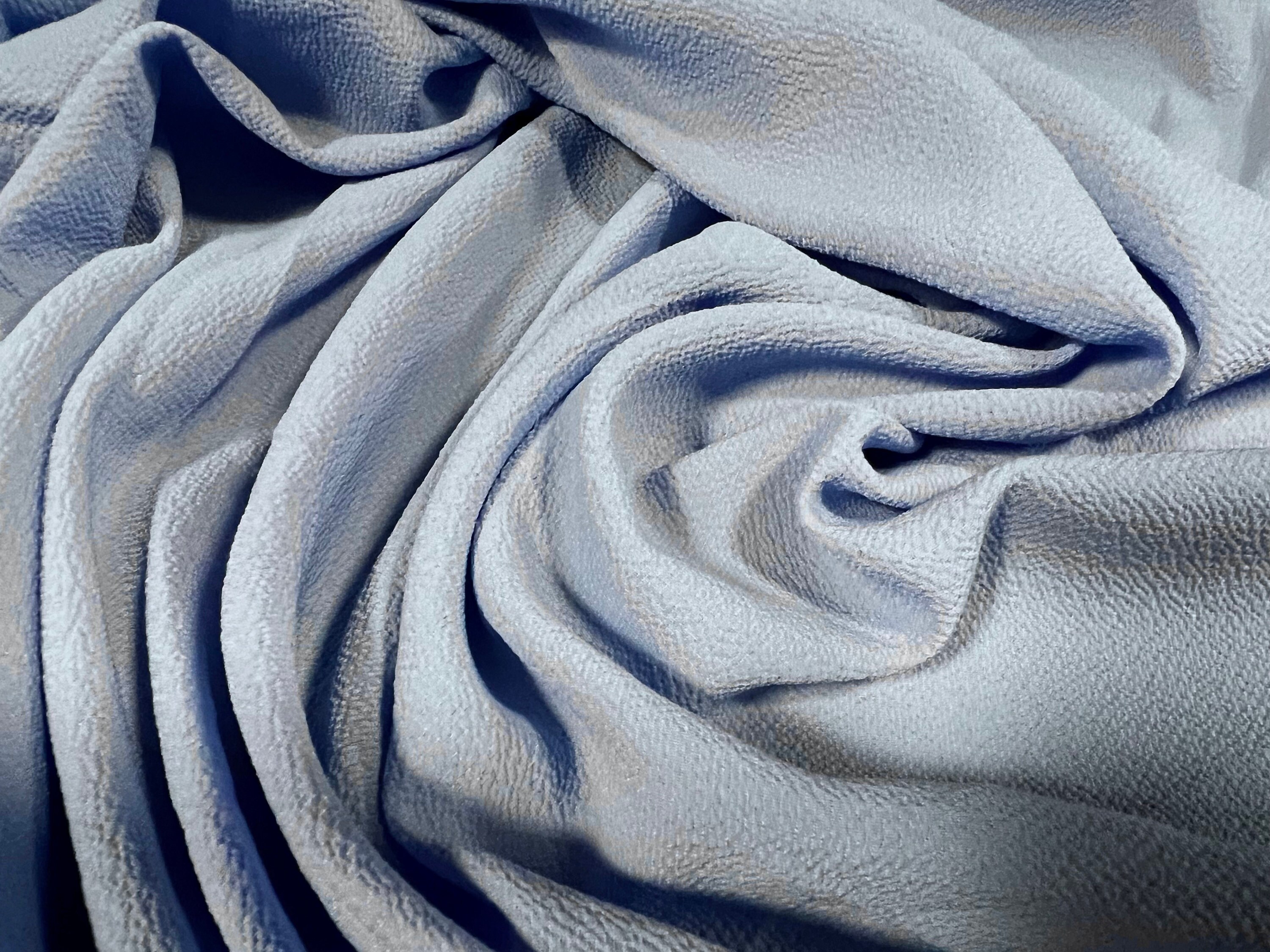Pebble Crepe Woven Stretch Dress Fabric, per Metre - Plain - Sky Blue ...