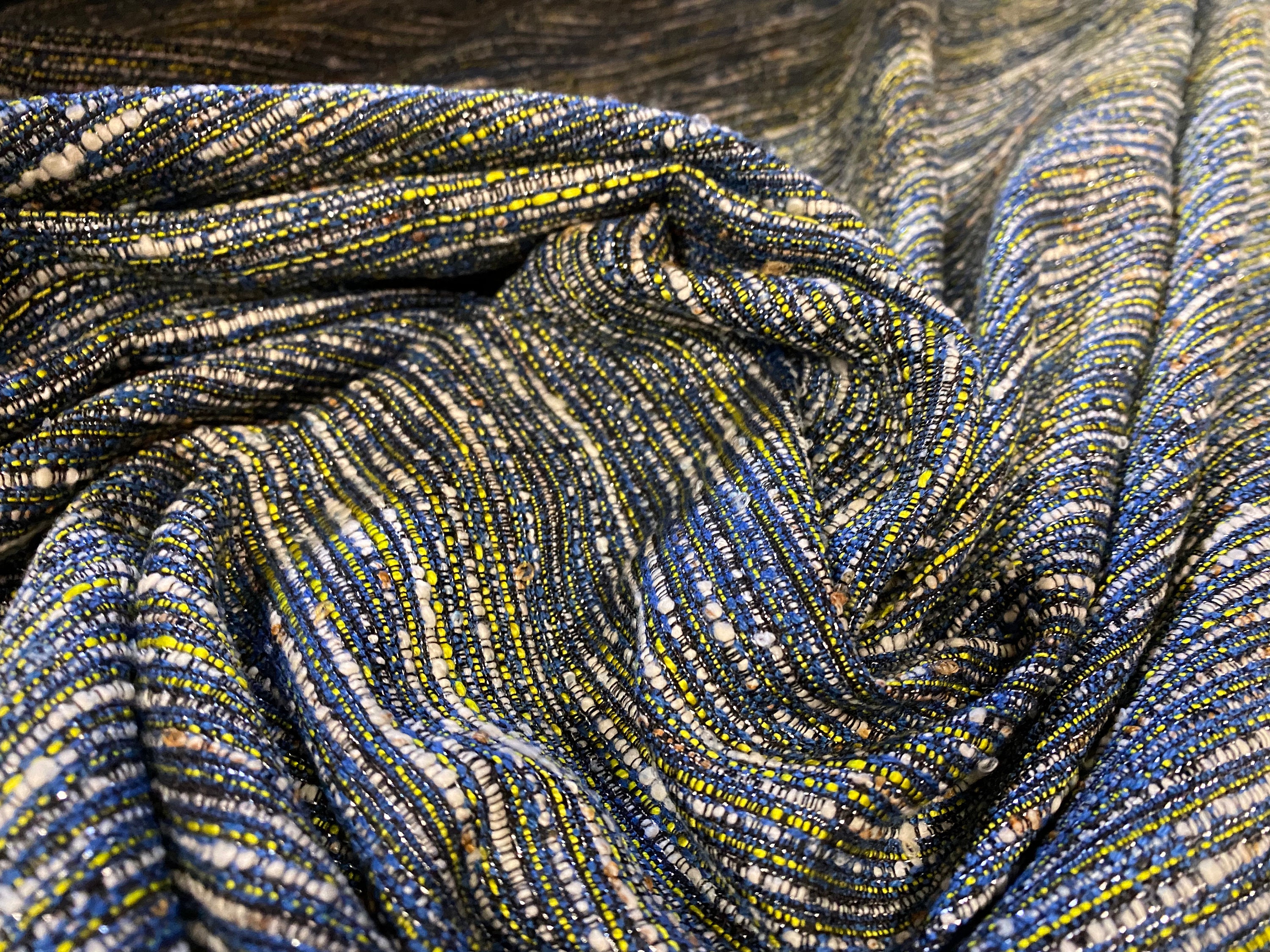 Slub Stripe Woven Cotton Blend Jacquard Fabric With Lurex per - Etsy