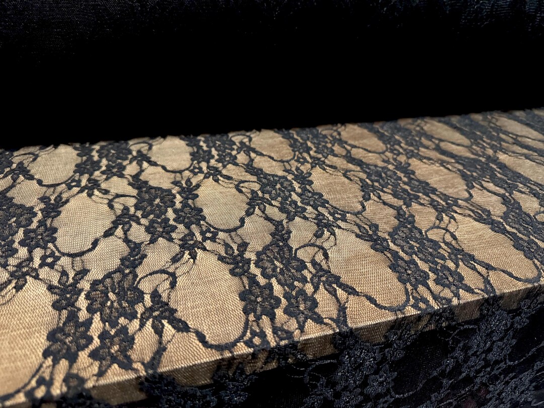 Stretch Spandex Mesh Lace Fabric, per Metre - Floral Pattern - Black - Etsy