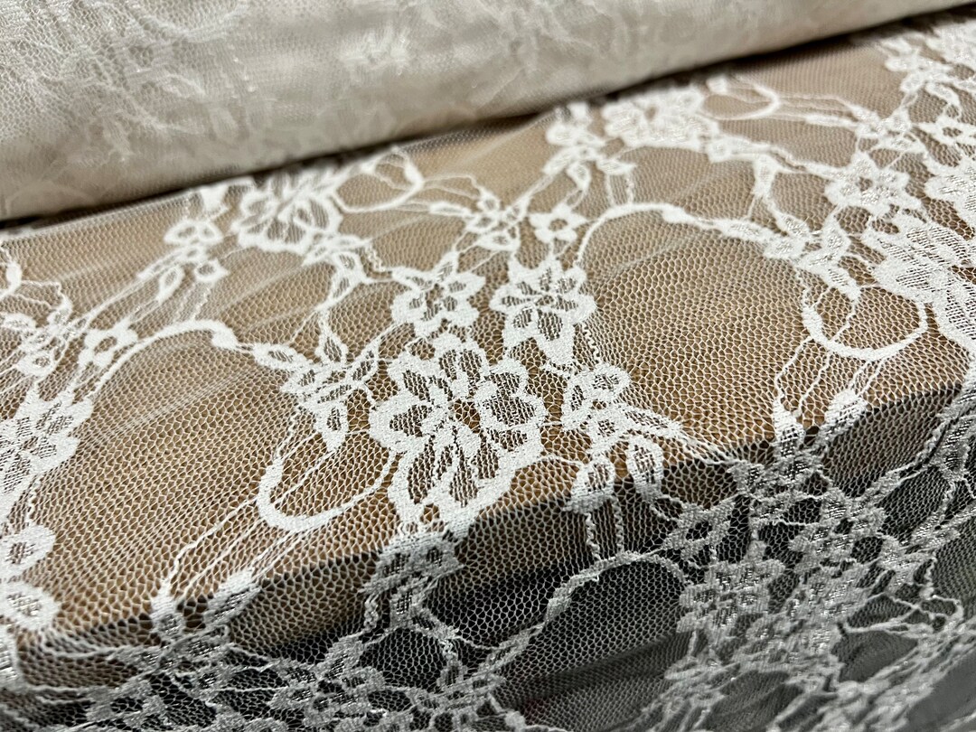 Stretch Spandex Mesh Lace Fabric, per Metre Floral Pattern Ivory - Etsy