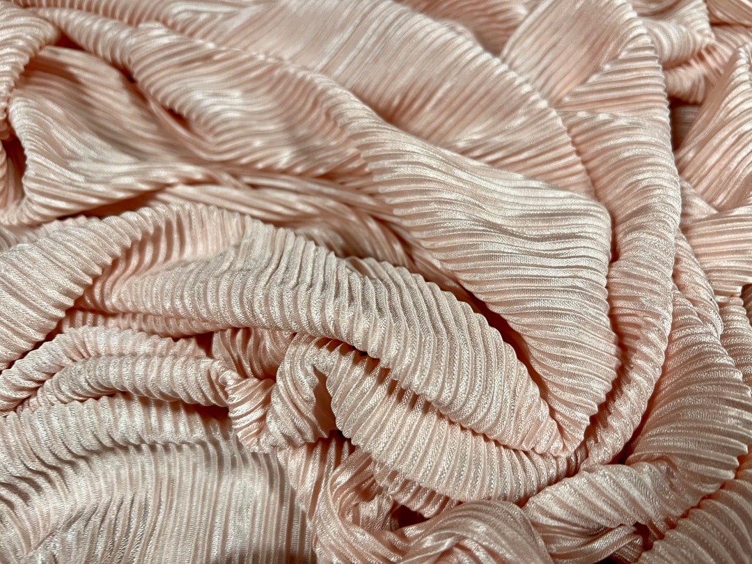 Plissé Pleated Satin Fabric, per Metre - Plain - Blush - Etsy