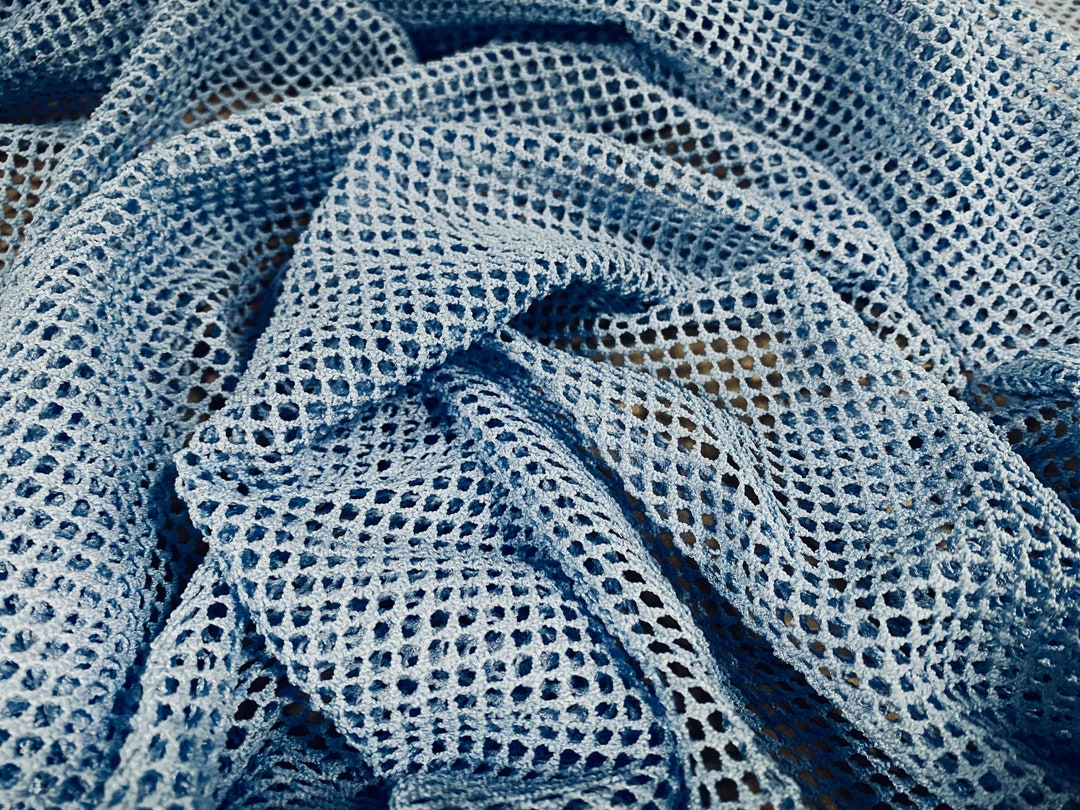 Fishnet Mesh Net Jersey Fabric, per Metre - Plain - Sky Blue - Etsy