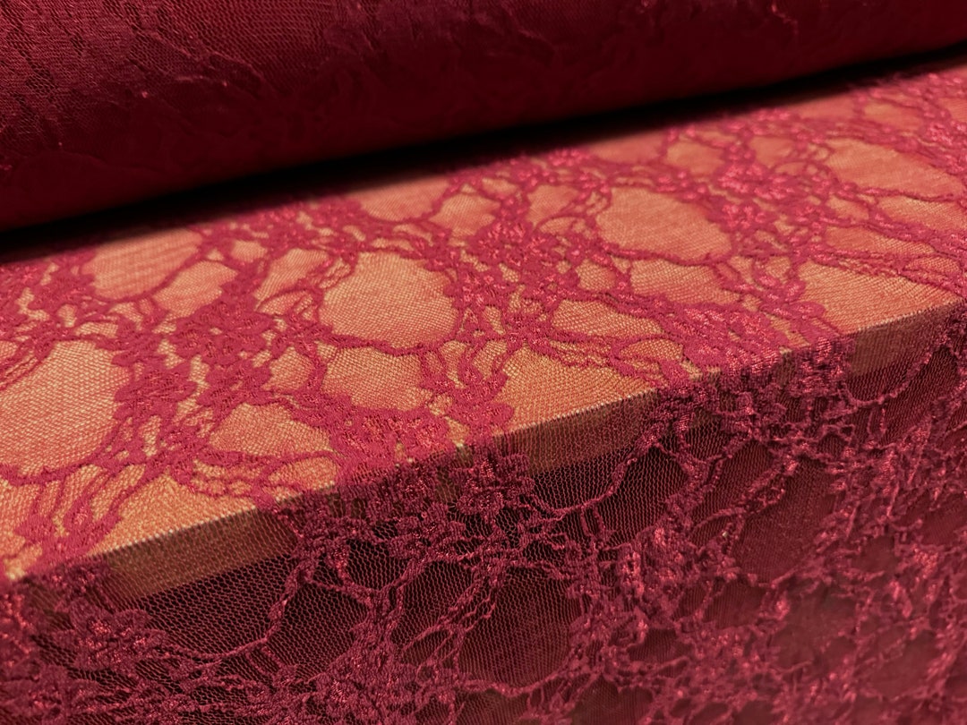 Stretch Spandex Mesh Lace Fabric, per Metre - Floral Pattern - Tile Red ...