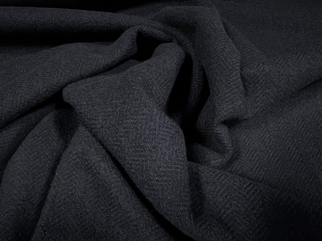 Wool Blend Heavyweight Coat Jacket Fabric, per Metre - Herringbone ...