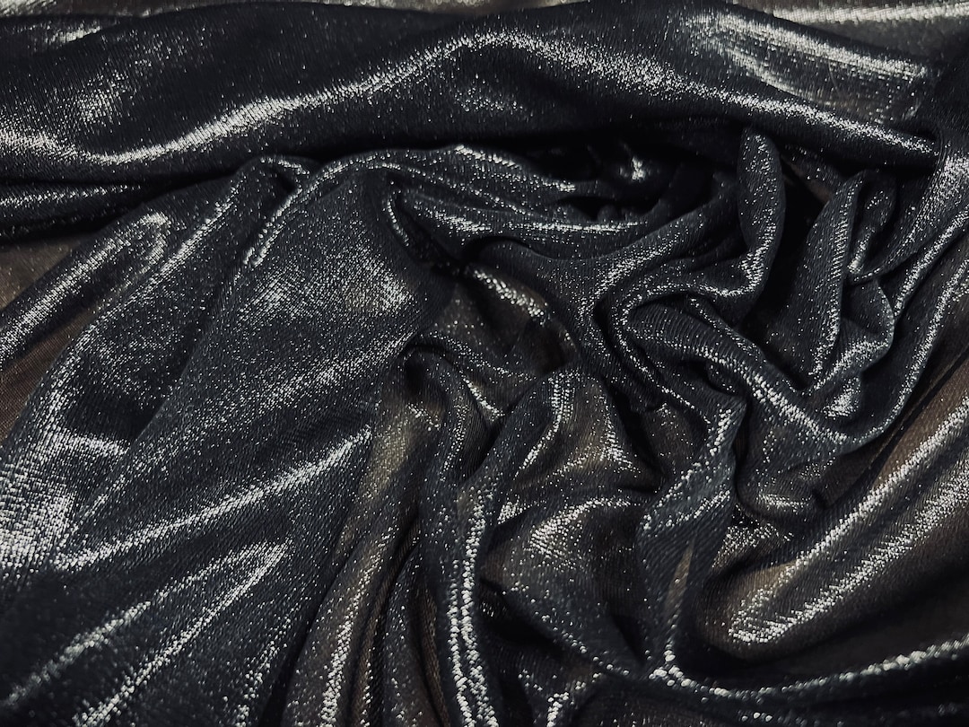 Metallic Super Fine Mesh Fabric, per Metre - Black With Silver Foil ...