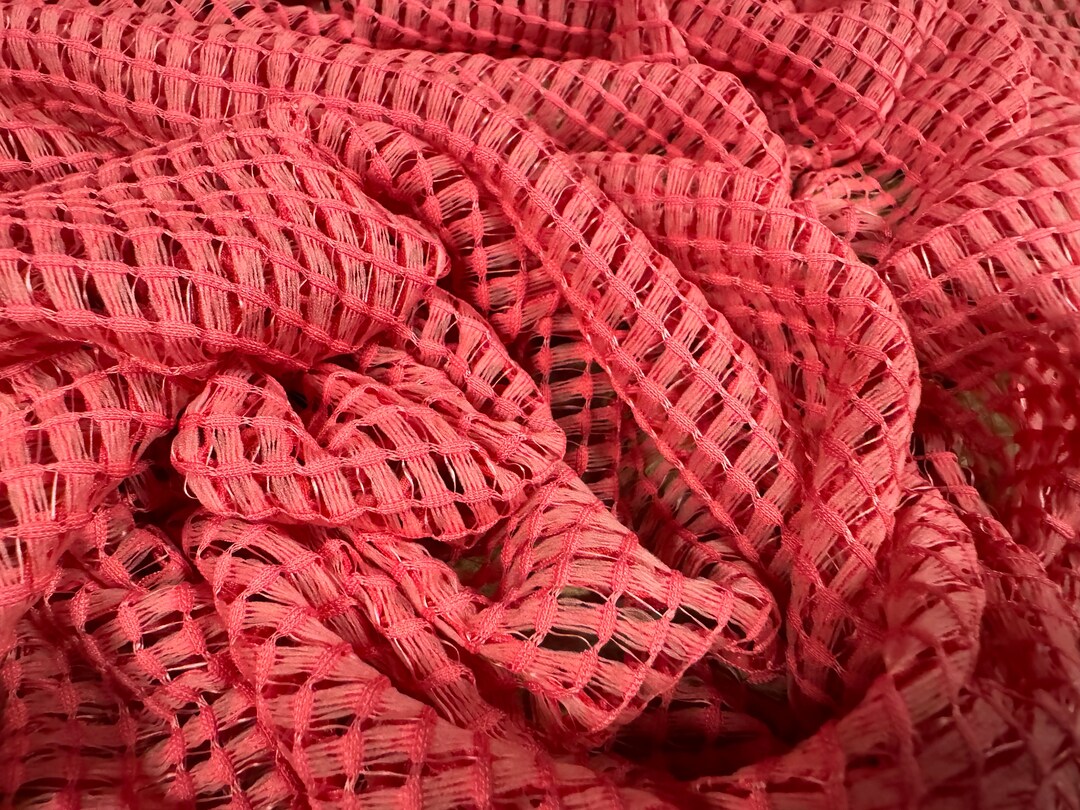 Stretch Fishnet Square Mesh Jersey Fabric, per Metre - Plain - Coral - Etsy