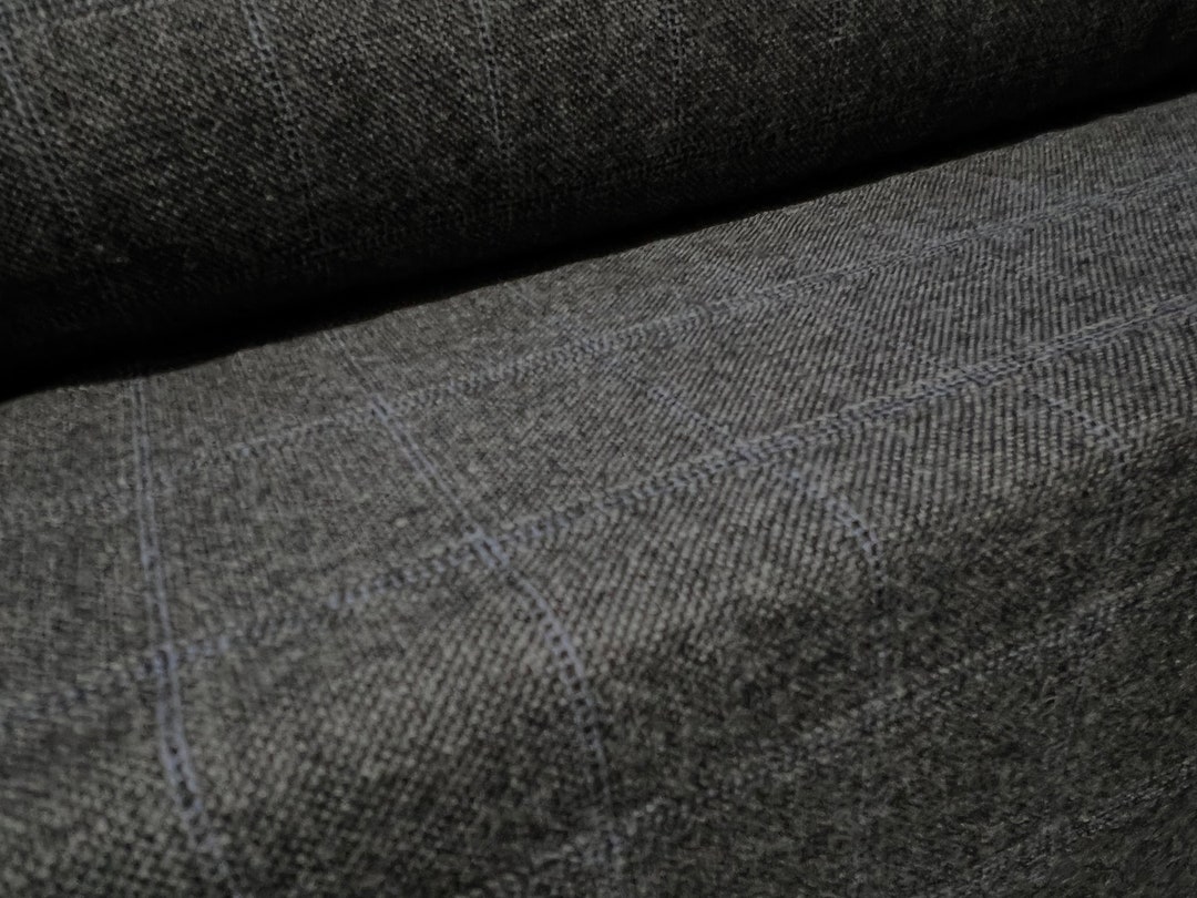 Wool Blend Heavyweight Suiting Fabric, per Metre - Check Design - Grey ...
