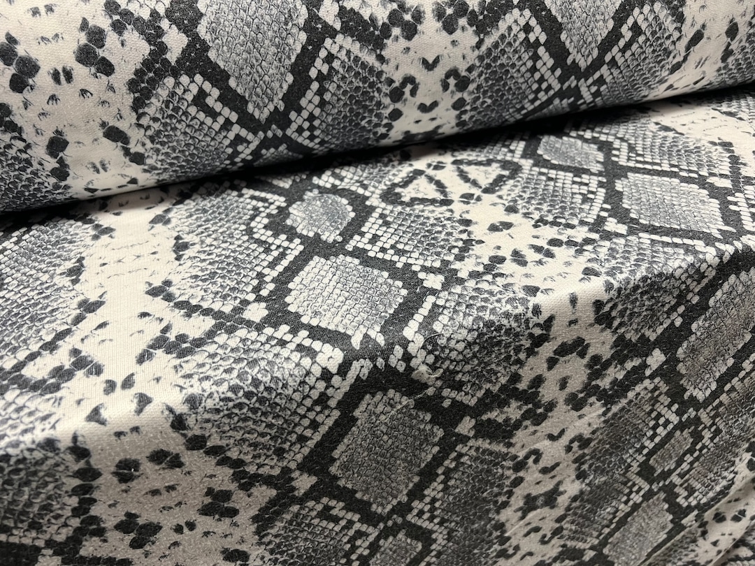 French Terry Soft Loopback Jersey Fabric, per Metre - Snakeskin Print ...