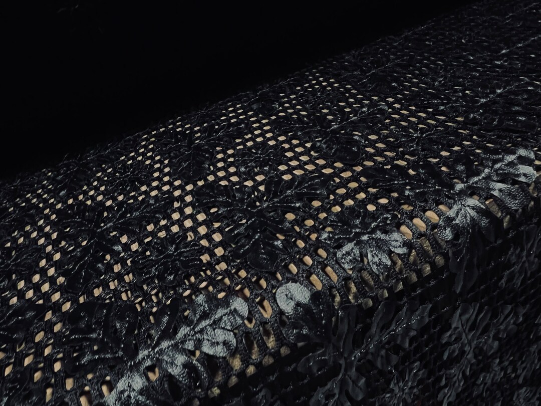 Couture Fabric, per Metre - 3D Scuba Mesh With Floral Appliqué - Black ...