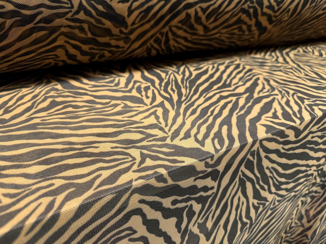 Power Mesh Net Sheer Stretch Spandex Fabric, per Metre - Zebra Animal ...