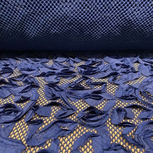 Fishnet Mesh Fabric With Ribbon Lace Floral Appliqué per - Etsy UK