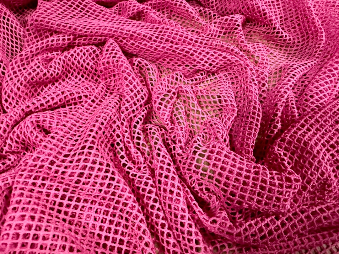 Stretch Fishnet Mesh Jersey Fabric, per Metre - Plain - Bright Pink - Etsy