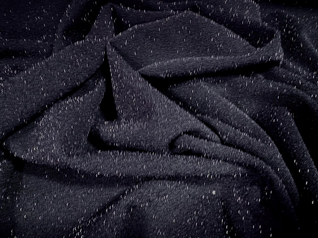 Metallic Scuba Stretch Spandex Double Jersey Fabric, per Metre - Navy ...
