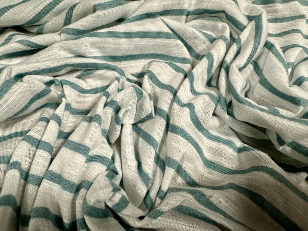 Weicher Slub Single Jersey Stoff, Meterware - Streifen - Ente ei & Weiß ...