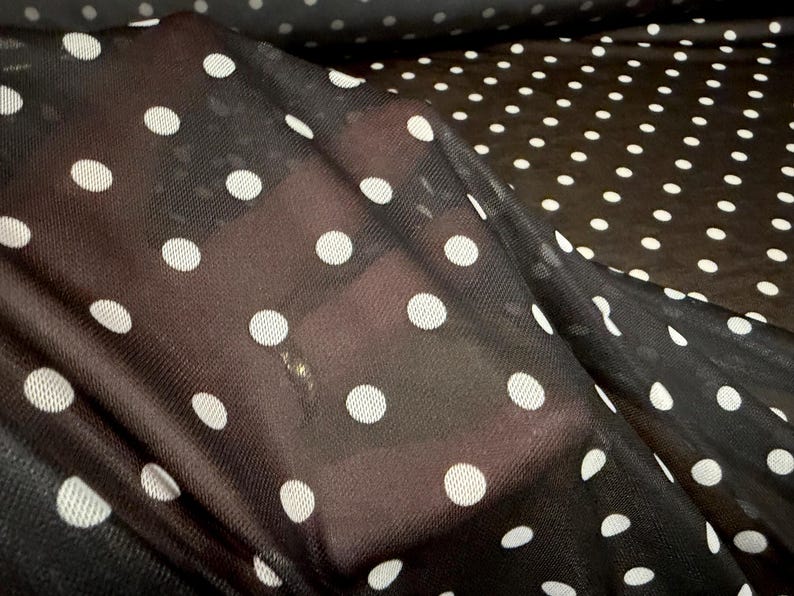 Power Mesh Net Sheer Stretch Spandex Fabric, per Metre - Polka Dot ...