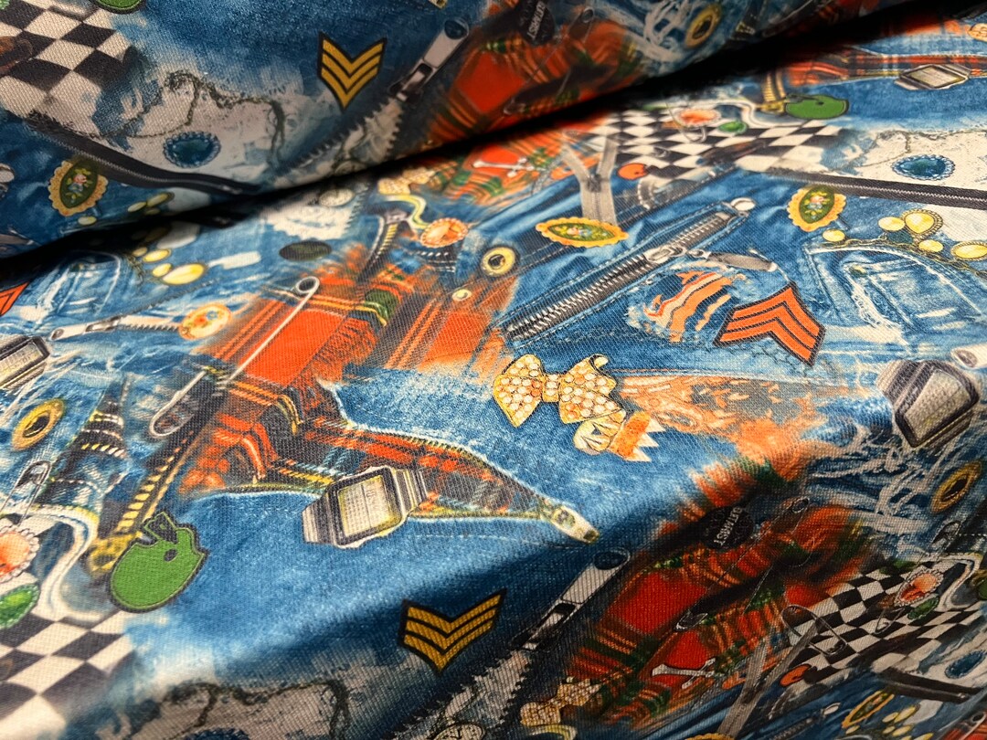 Stretch French Terry Soft Loopback Jersey Fabric, per Metre - Steampunk ...