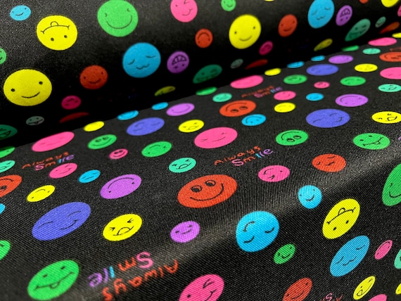 Smily Happy Faces Emoji Emoticon Print Woven Dress Fabric per | Etsy