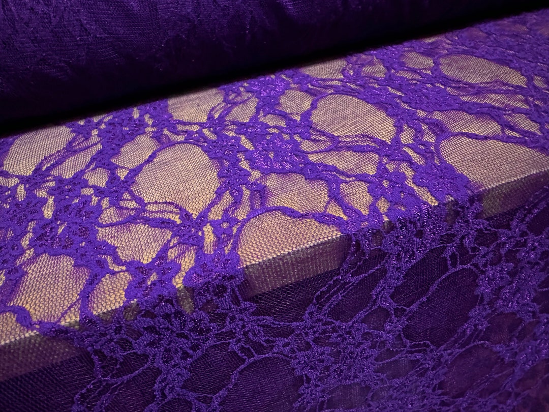 Stretch Spandex Mesh Lace Fabric, per Metre - Floral Pattern - Royal ...