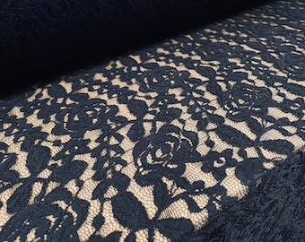 Black Rose Lace Fabric - Etsy