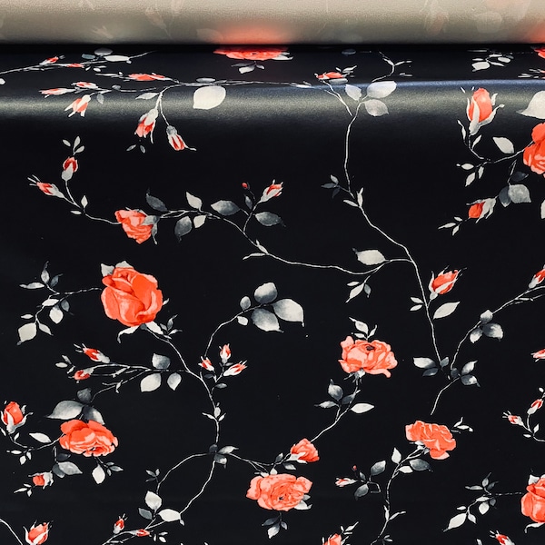 Rose Print Fabric - Etsy