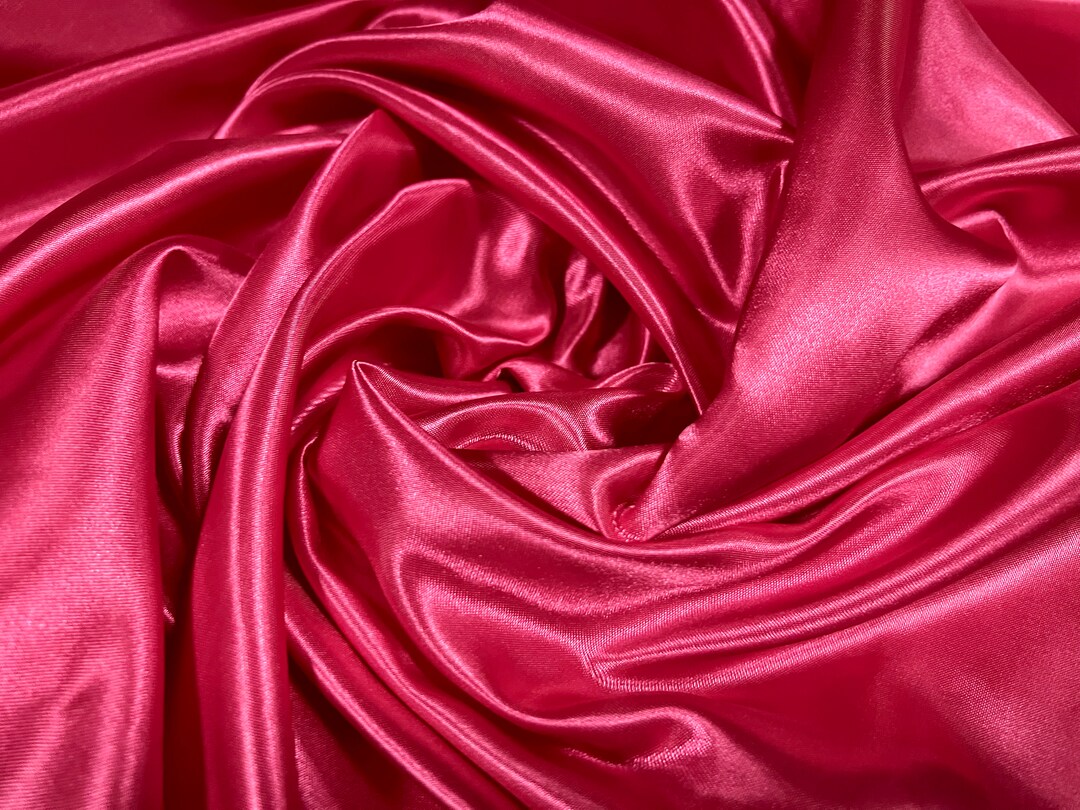 Silky Satin Woven Fabric, per Metre - Plain - Cerise Pink - Etsy