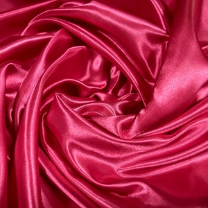 Silky Satin Woven Fabric, per Metre - Plain - Cerise Pink - Etsy