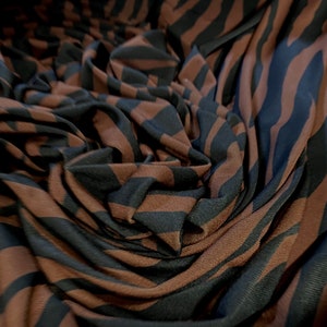 Printed ITY Stretch Spandex Jersey Fabric, per Metre - Black & Cinnamon ...