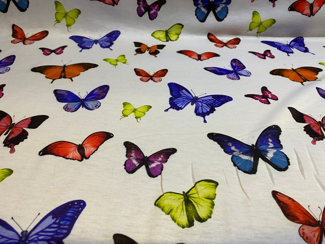 Estampado de mariposa de tela de jersey de mango suave, por metro ...