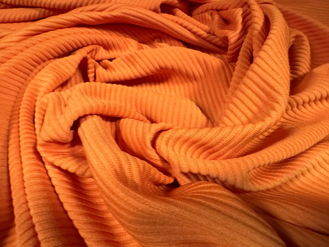 Ottoman Rib Stretch Double Jersey Fabric, per Metre - Plain - Orange - Etsy