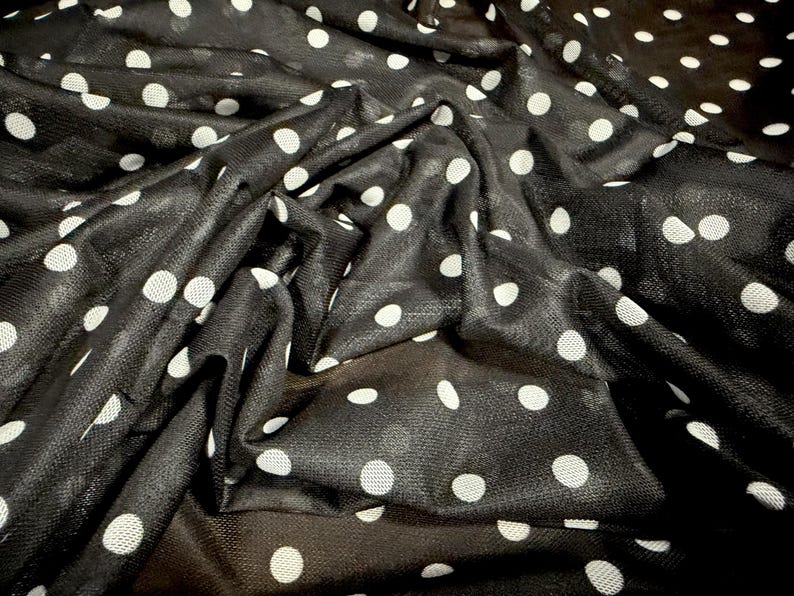 Power Mesh Net Sheer Stretch Spandex Fabric, per Metre - Polka Dot ...